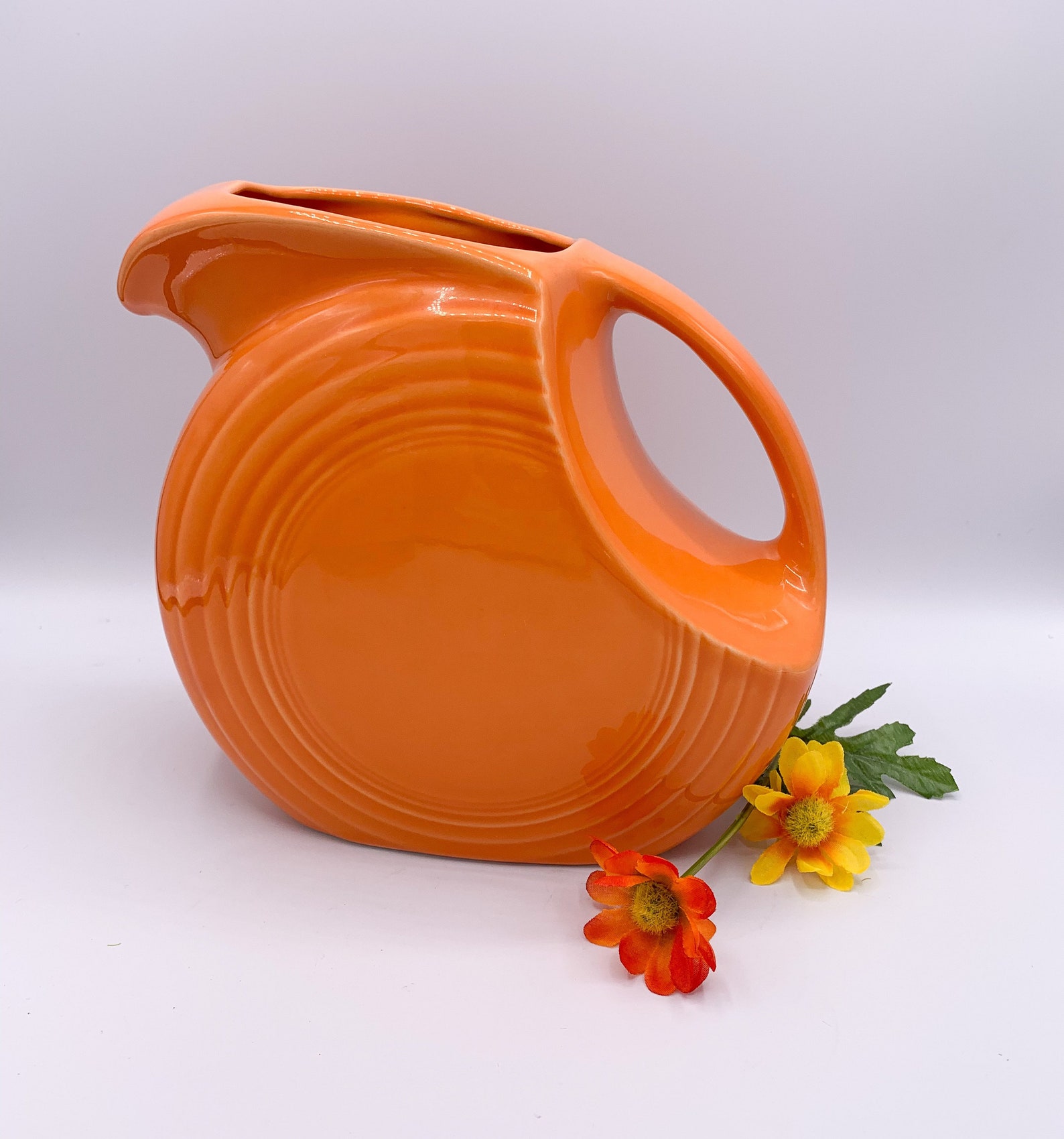 Fiesta Pitcher Fiesta Disc Pitcher Apricot Fiestaware Art Deco Pitcher ...
