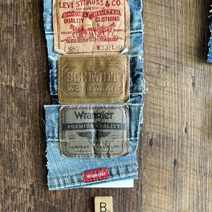 Salvaged Blue Jean Leather Tags, Jean Back Tags, Repurposed Jean Tags ...