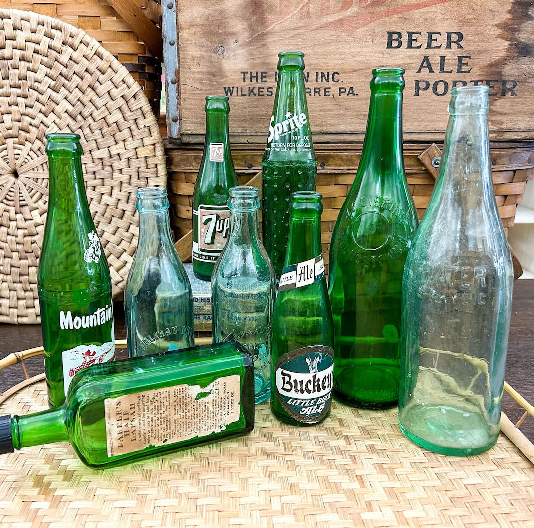 Vintage Green Bottle | Green Bottle | Druggist Bottle | Soda Bottle ...