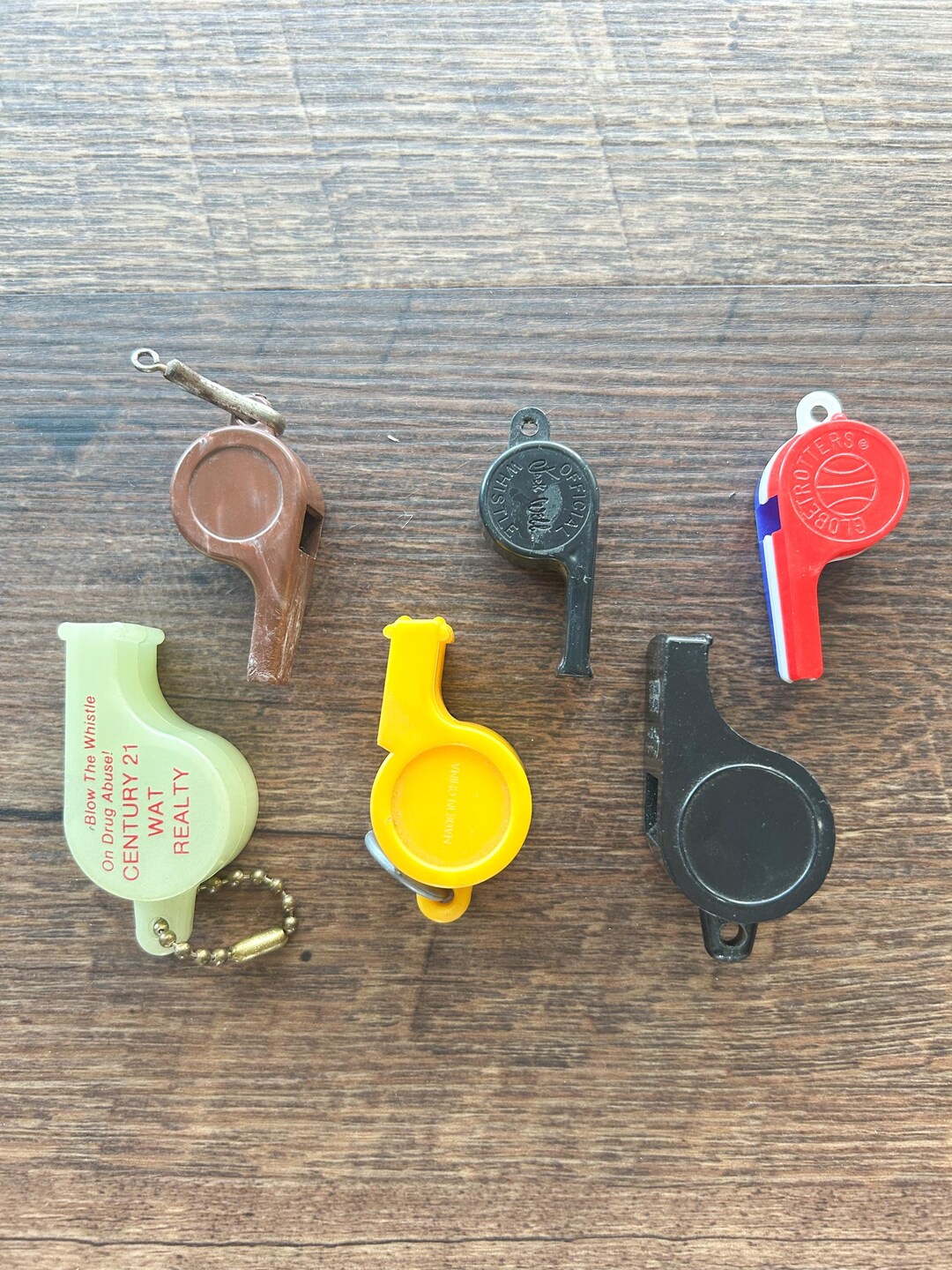 Set of 6 Vintage Whistles, Plastic Whistles, Vintage Toy Whistle ...