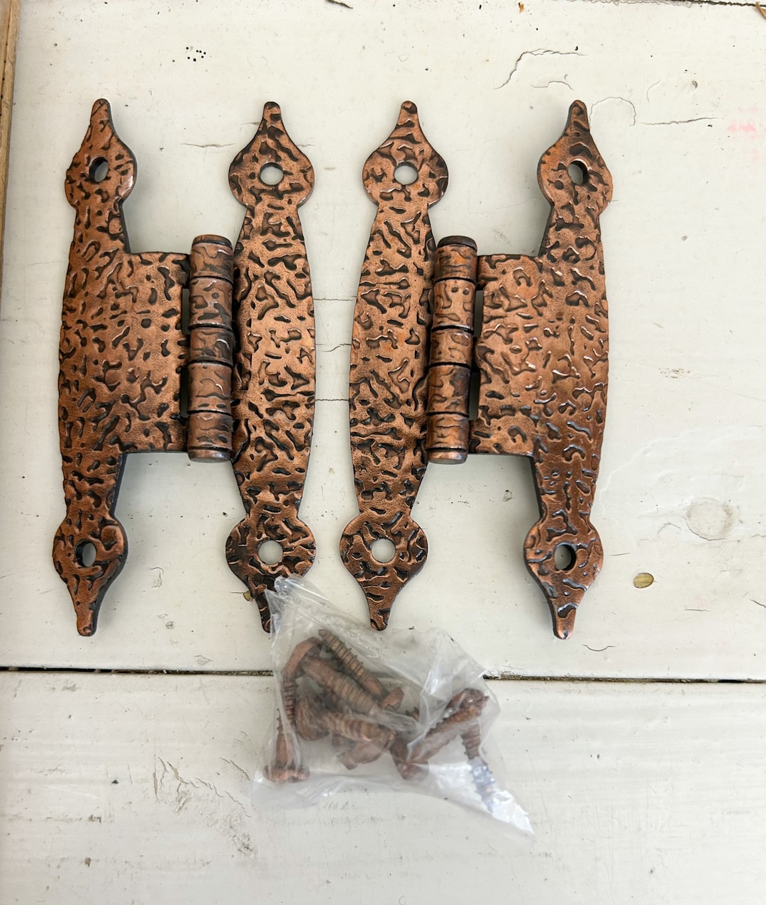 Hammered Copper Hinges | NOS Hammered Copper Hinges | Pair of Copper ...