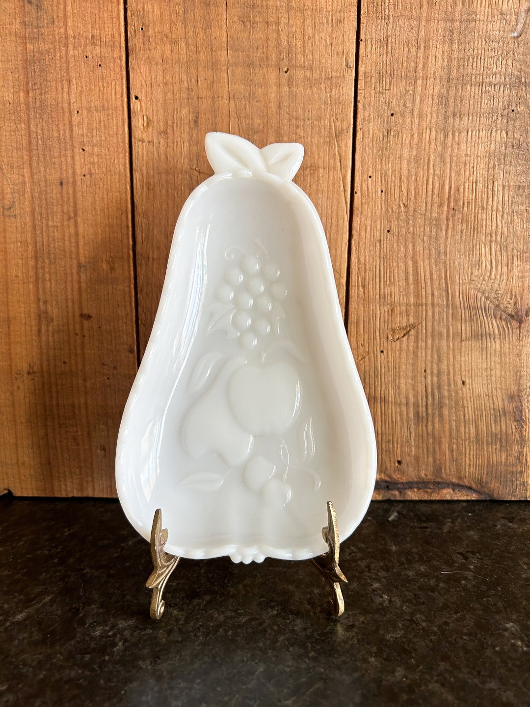 Vintage Pear Shape Milk Glass, Fruit Shaped Milk Glass Dish, Vintage ...