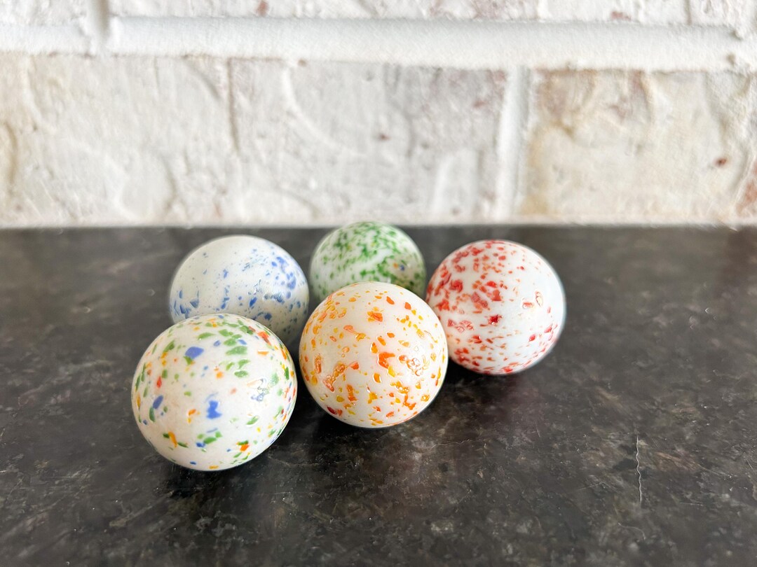 Vintage Confetti Shooter Marbles, Set of 5, Marbles, Glass Marbles ...
