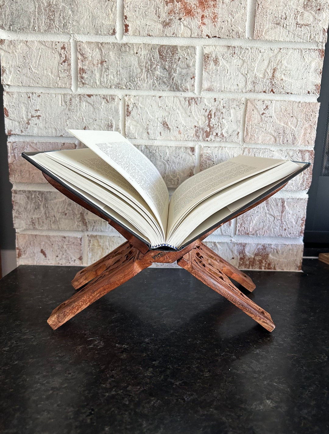 Vintage Carved Wood Book Holder, Wooden Bible Stand, Book Stand, Carved ...