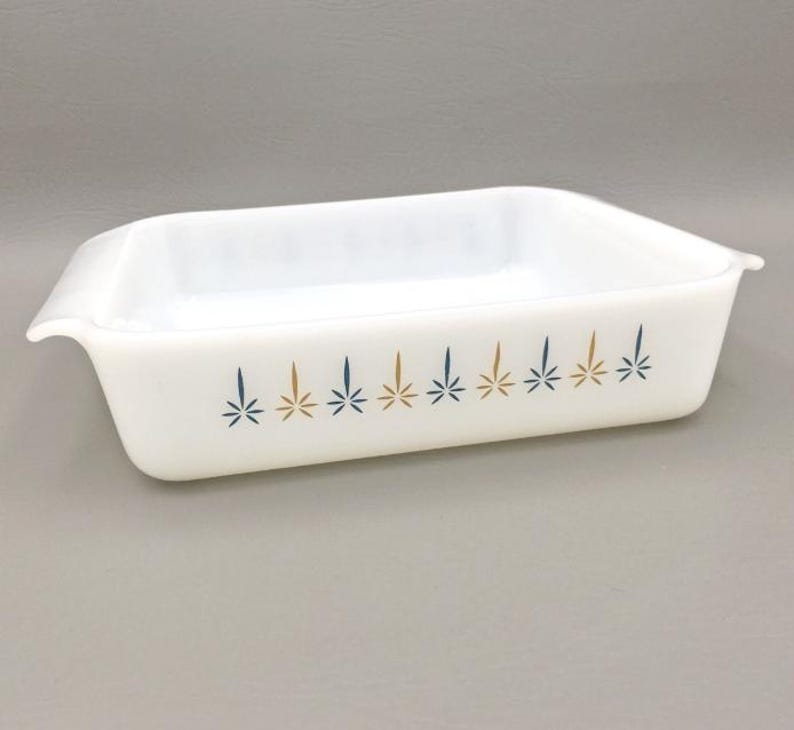 Fire King Casserole Dish, Vintage Fire King Atomic Candle, Baking Dish ...