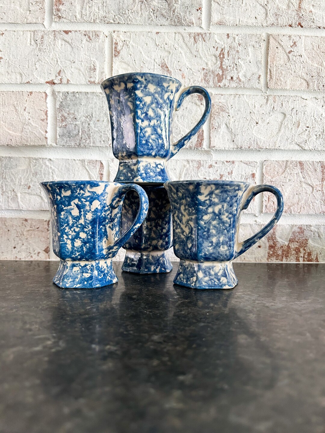 Vintage Barb Hall Handmade Pottery Mug Set of 4, Vintage Coffee Cup ...