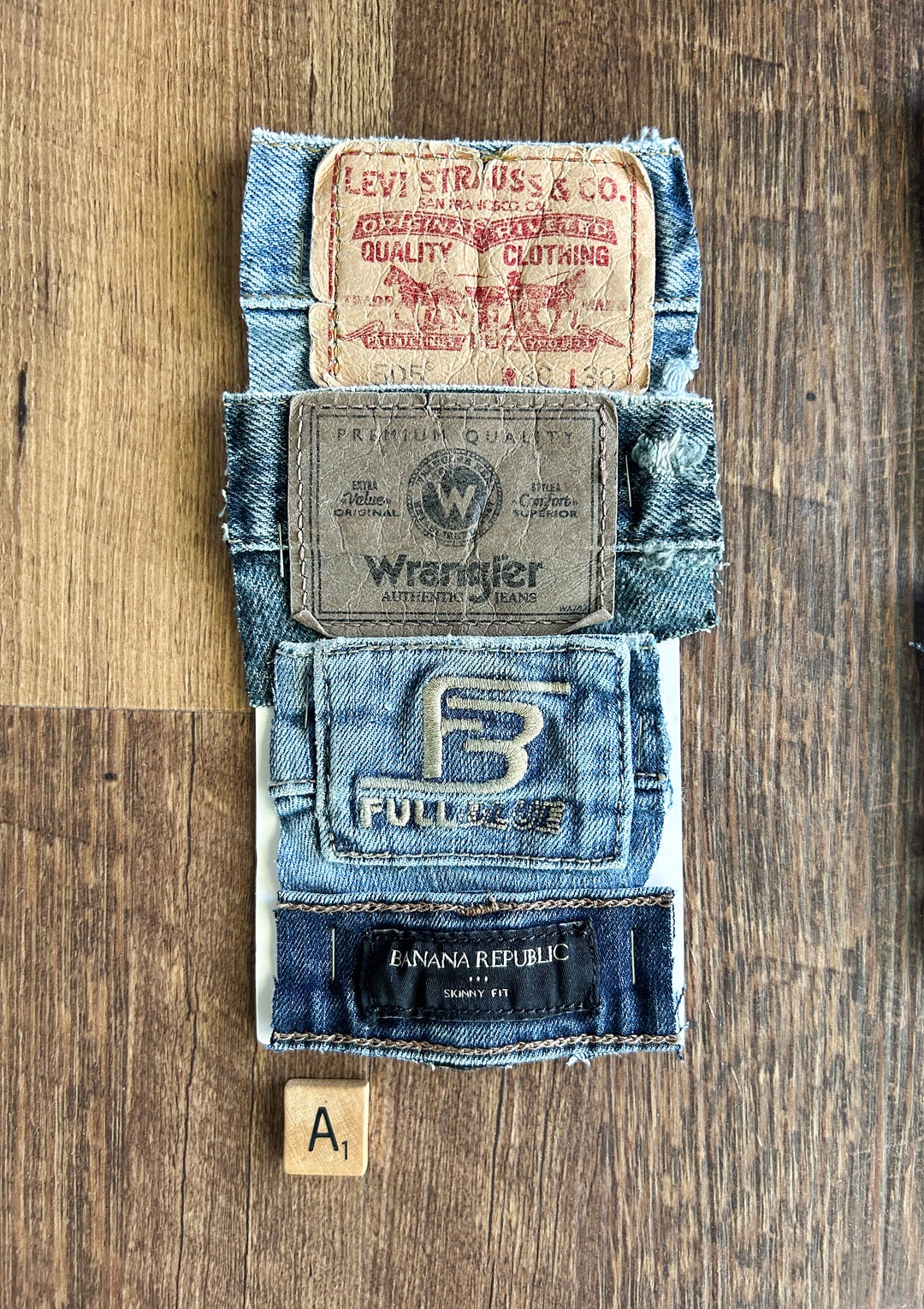 Salvaged Blue Jean Leather Tags, Jean Back Tags, Repurposed Jean Tags ...