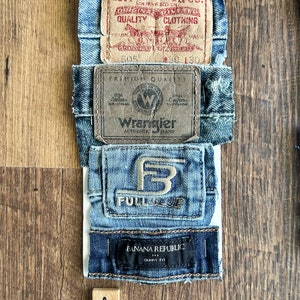 Salvaged Blue Jean Leather Tags, Jean Back Tags, Repurposed Jean Tags ...