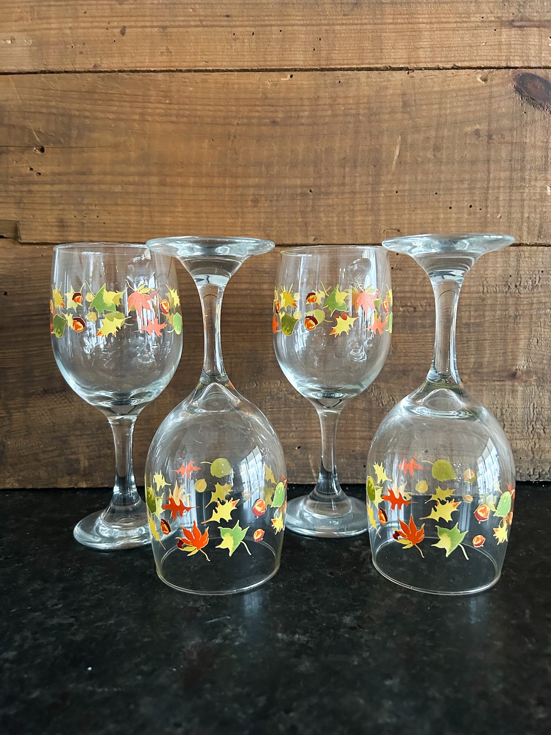 Fall Wine Glasses, Set of 4, Libbey Wine Glass, Stemmed Wine Glasses ...