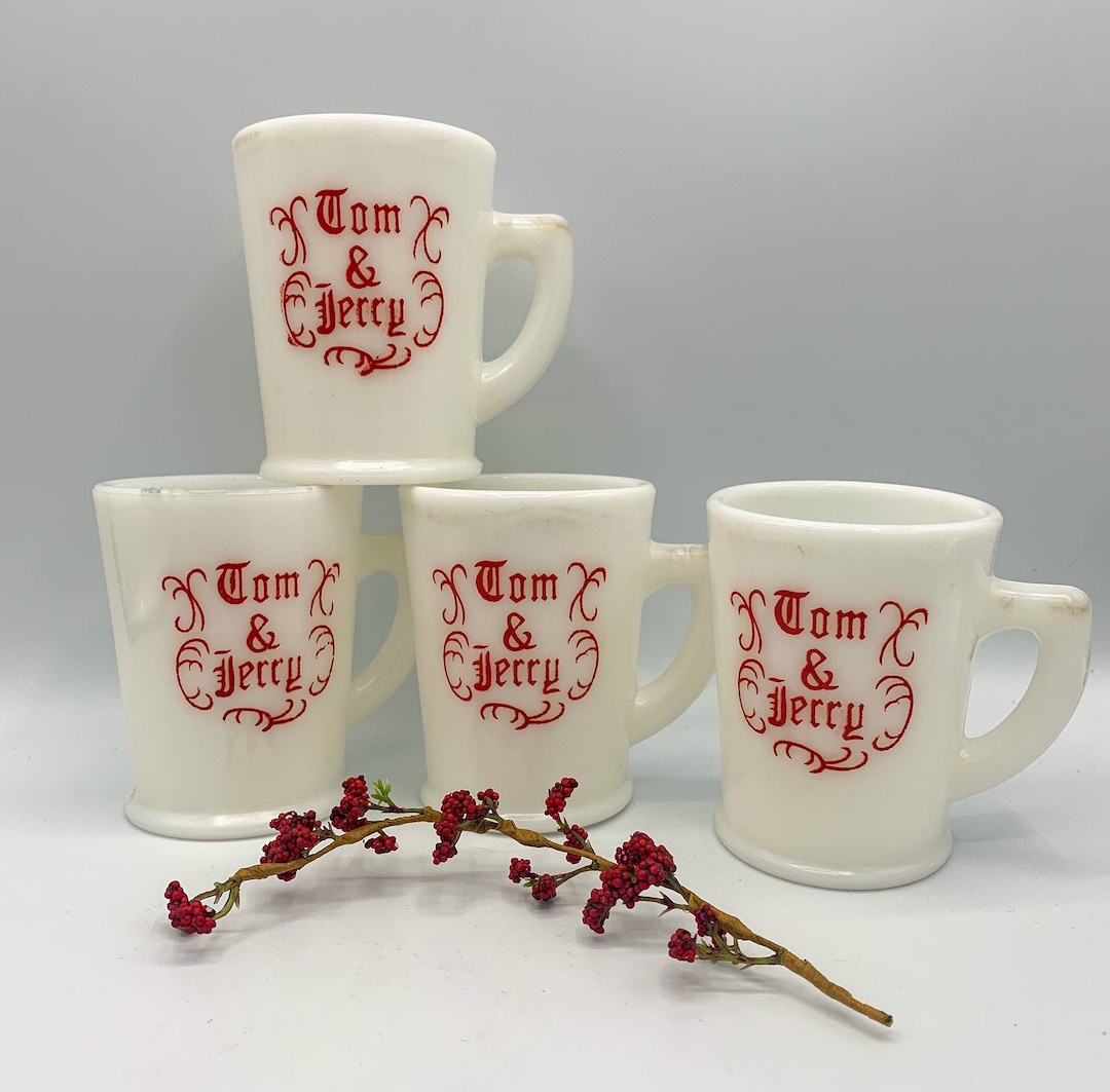 Mckee Tom and Jerry Milk Glass Mugs, Vintage Tom and Jerry Mugs, Tom ...