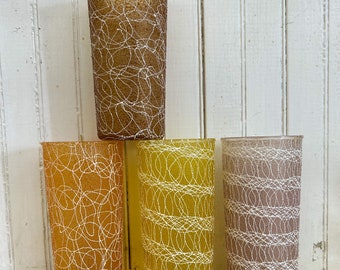 Vintage Color Craft Spaghetti String Glasses-set-barware - Etsy