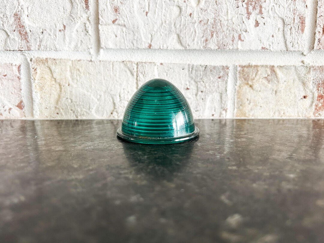 Vintage Green Glass KD Beehive Lamp Marker Lens, K D Marker Lens, Green ...