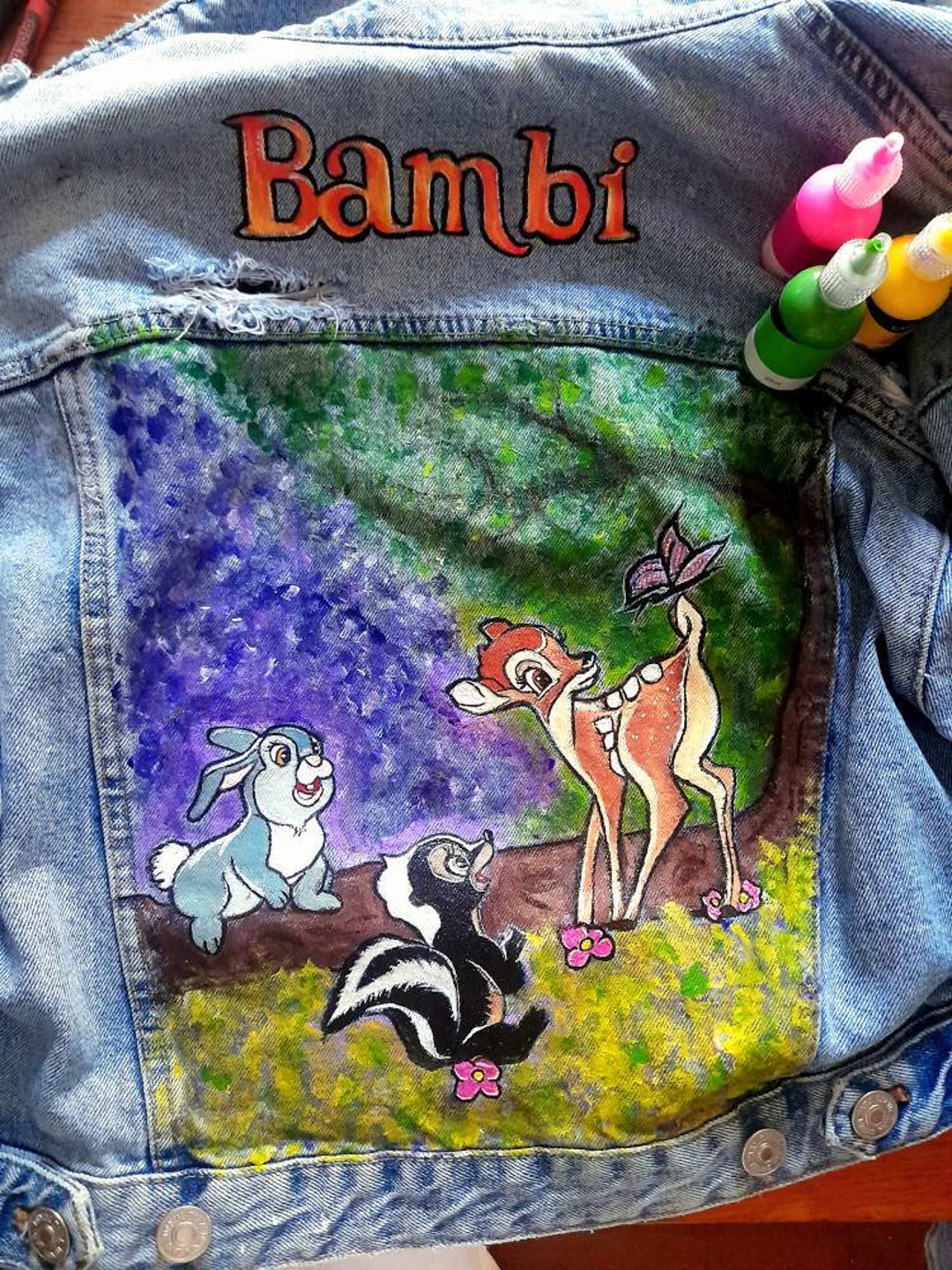 BAMBI Handmade Denim Jacket Size S - Etsy