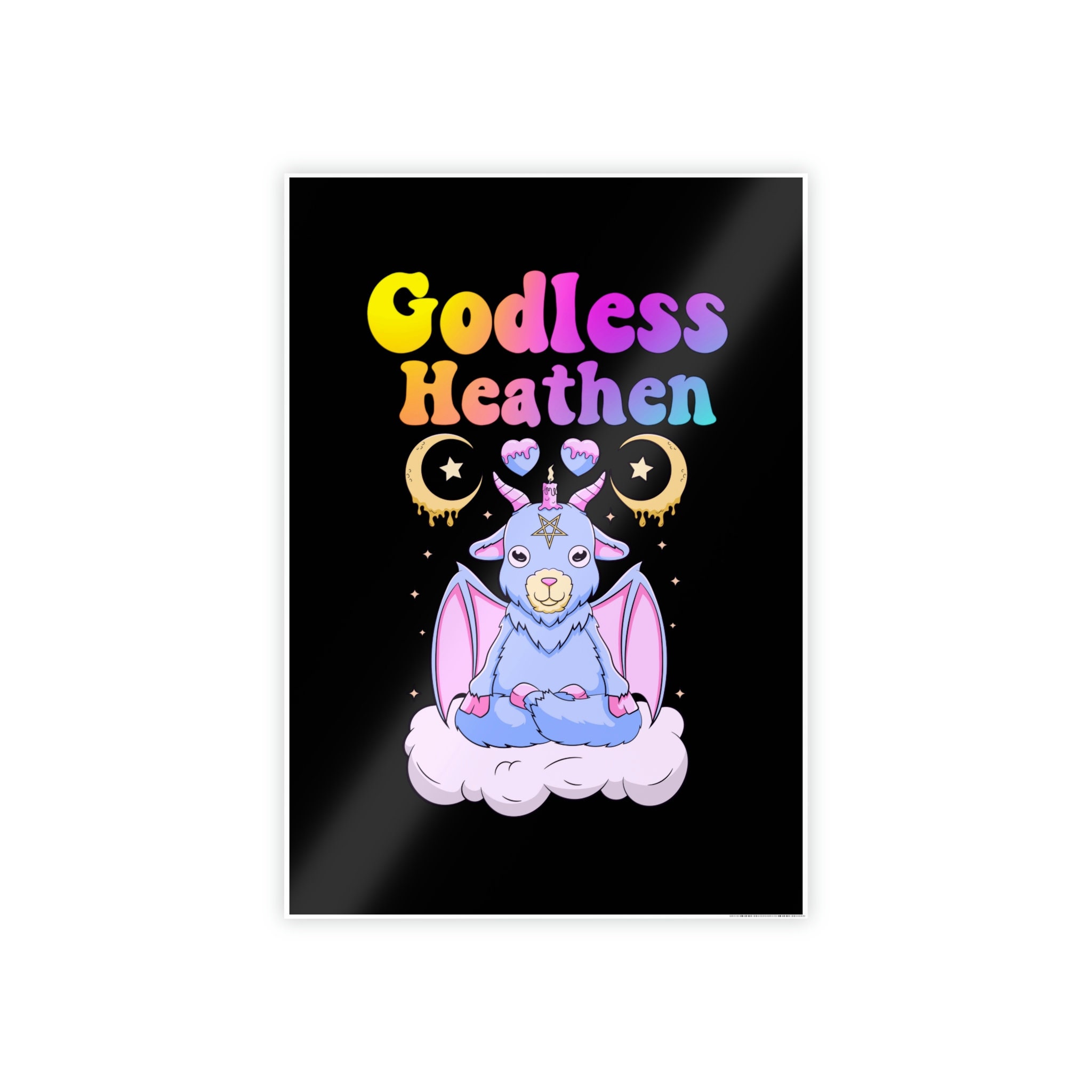 Godless Heathen Gloss Poster, Pastel Goth Decor, Satanic Atheist Wall ...