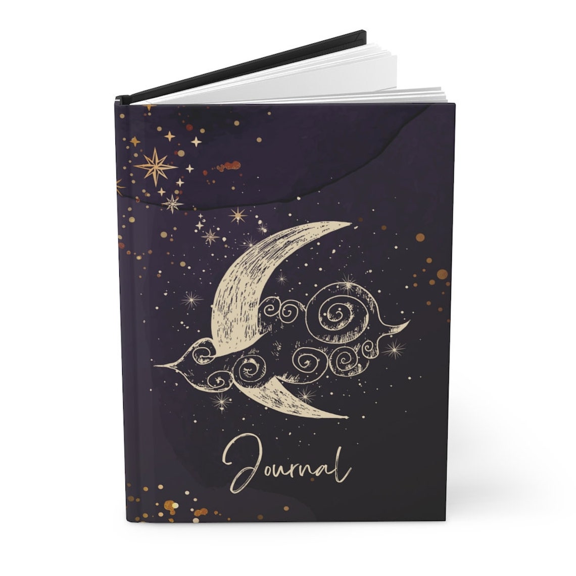 Hardcover Journal Matte Cresent Moon Stars Galaxy Journal - Etsy