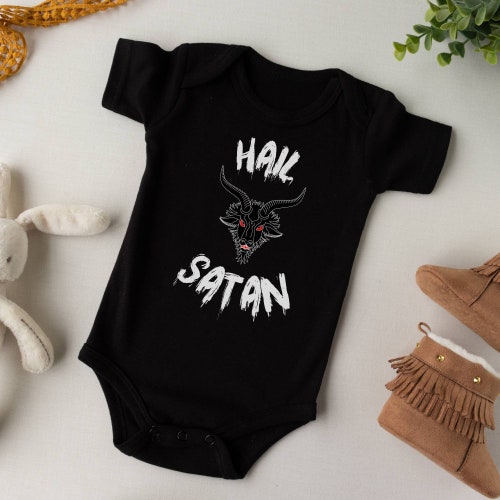 Hail Satan Baby Shirt Satanic Baby Bodysuit Goth Baby - Etsy