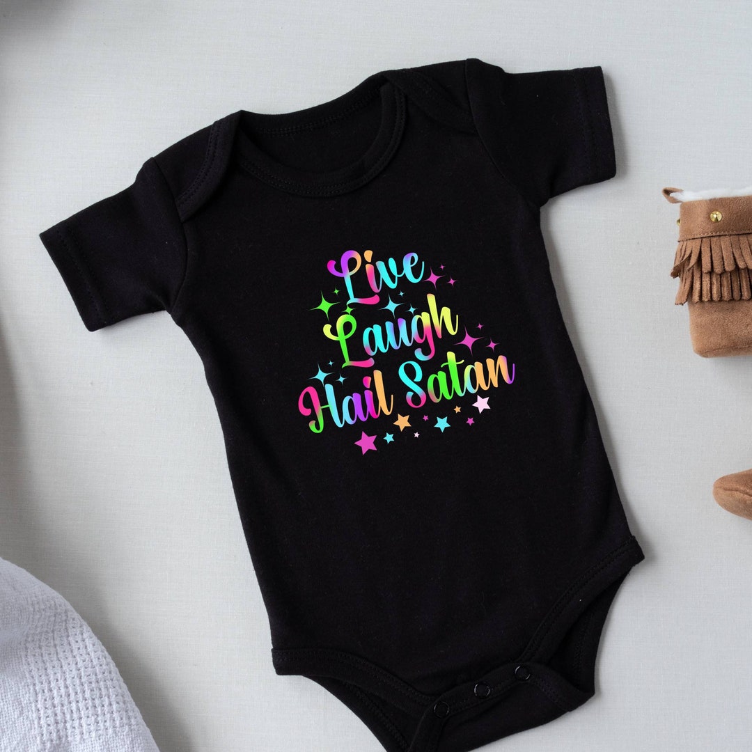 Hail Satan Baby Bodysuit, Satanic Baby Clothes, Goth Baby Clothes, Live ...