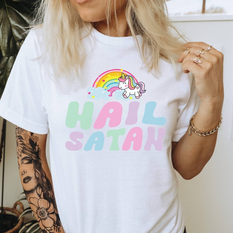Hail Satan Pastel Goth Tshirt Satanic Clothing Atheist - Etsy