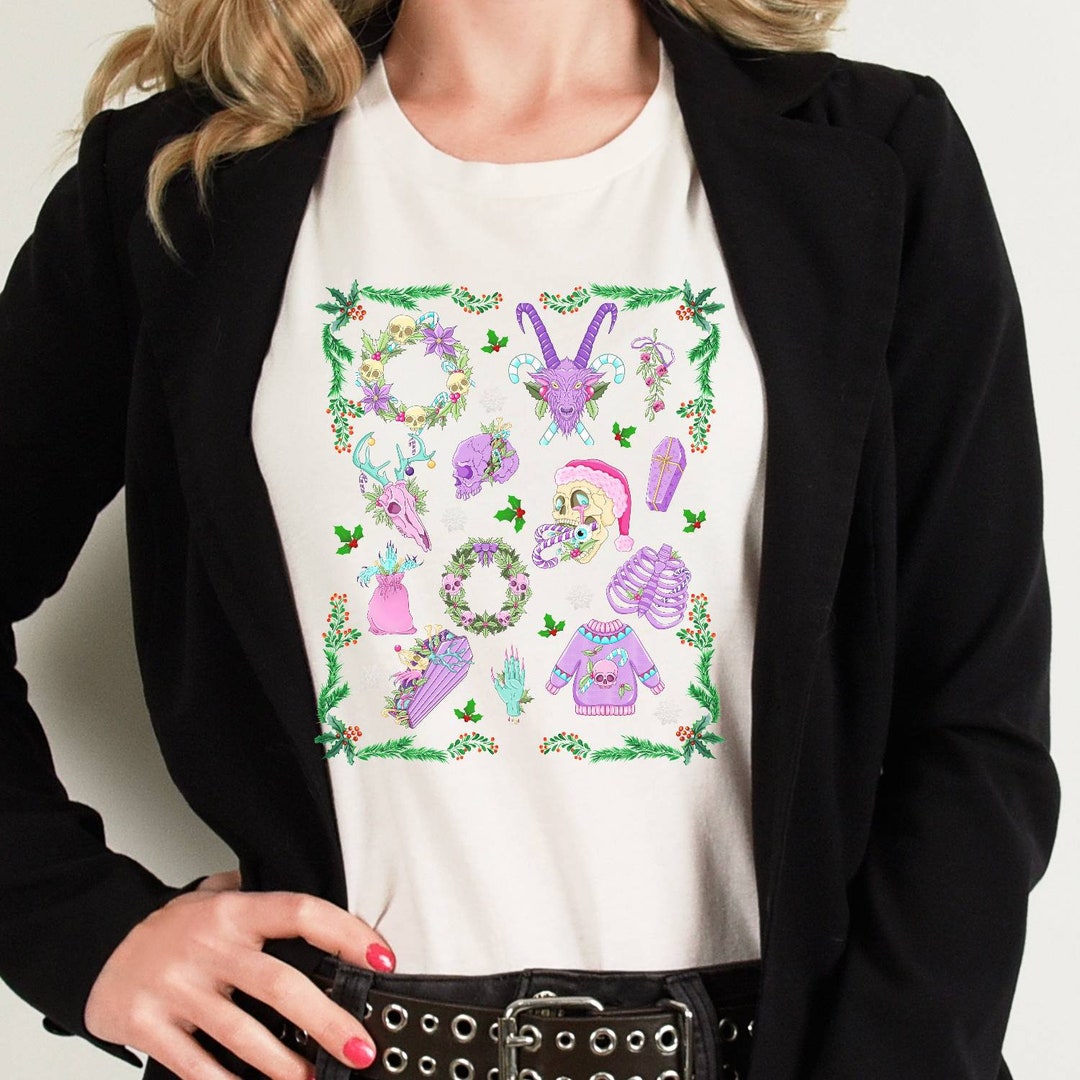 Pastel Goth Christmas Tshirt, Alternative Holiday Clothes, Wiccan Pagan ...