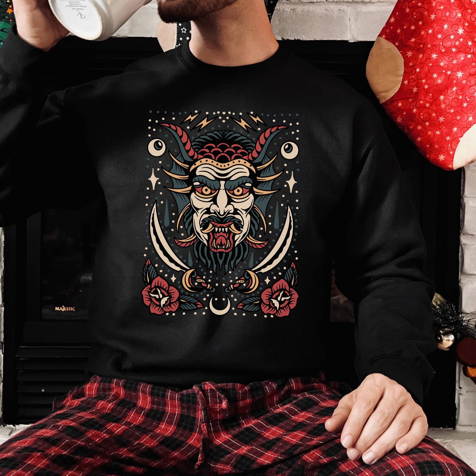 Krampus Sweatshirt, Merry Krampus Holiday Shirt, Horror Satanic ...