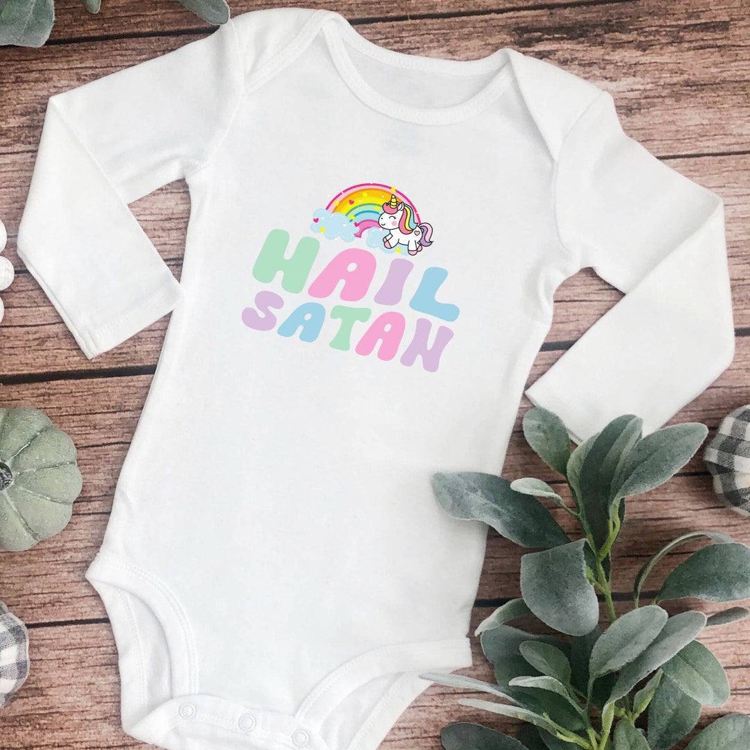 Hail Satan Baby Bodysuit, Pastel Goth Baby Clothes, Infant Satanic ...