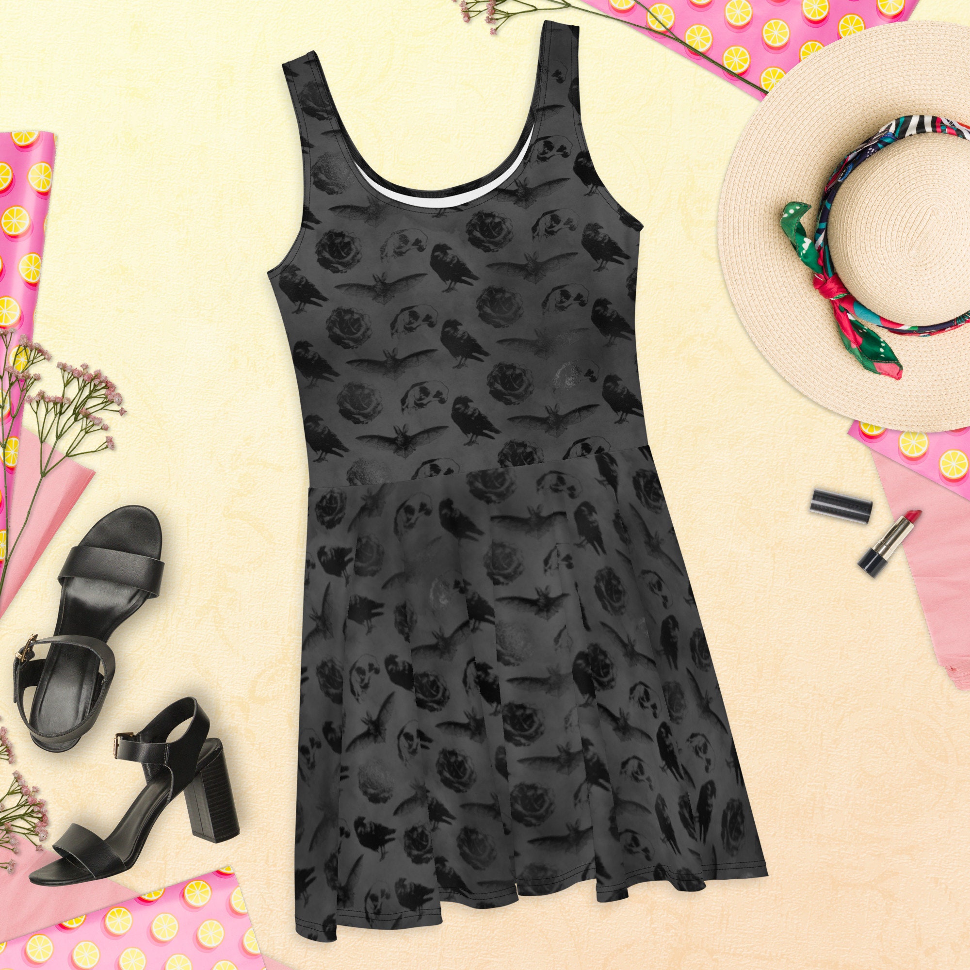 Goth Skater Dress, Alt Clothing for Women, Goth Grunge Skater Dress ...