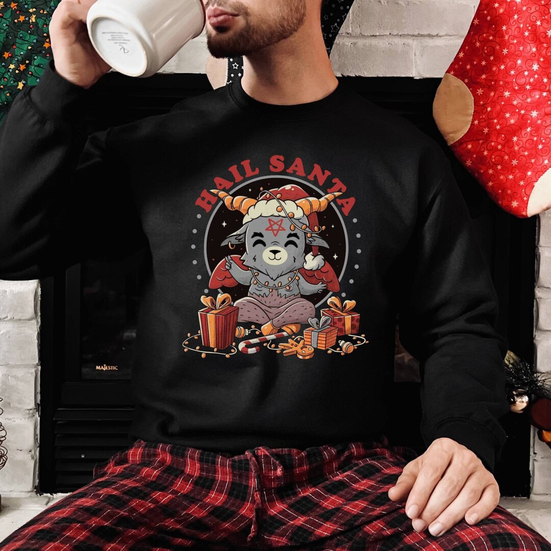 Hail Santa Sweatshirt, Baphomet Goth Satanic Christmas Shirt, Occult ...