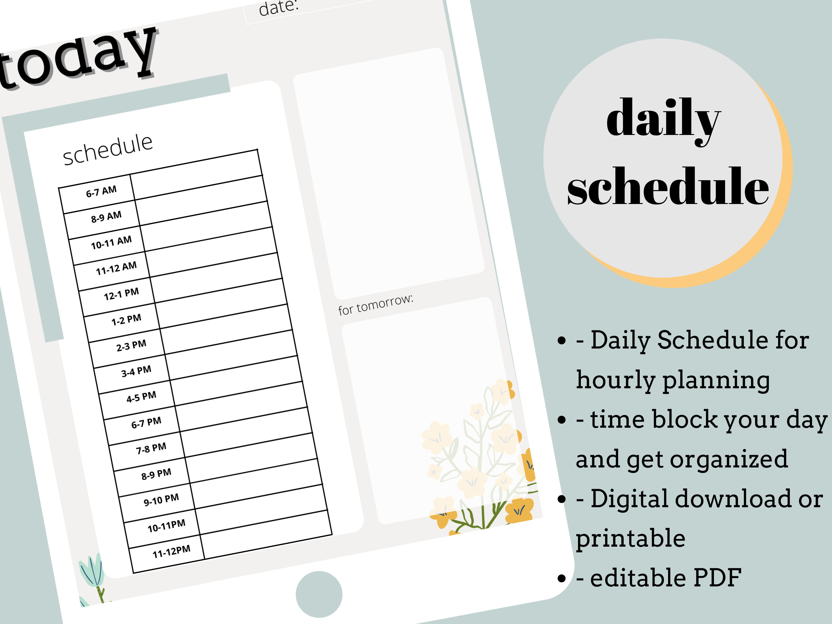 Daily Schedule Printable or Digital Download | Adhd Planner, Todays To ...