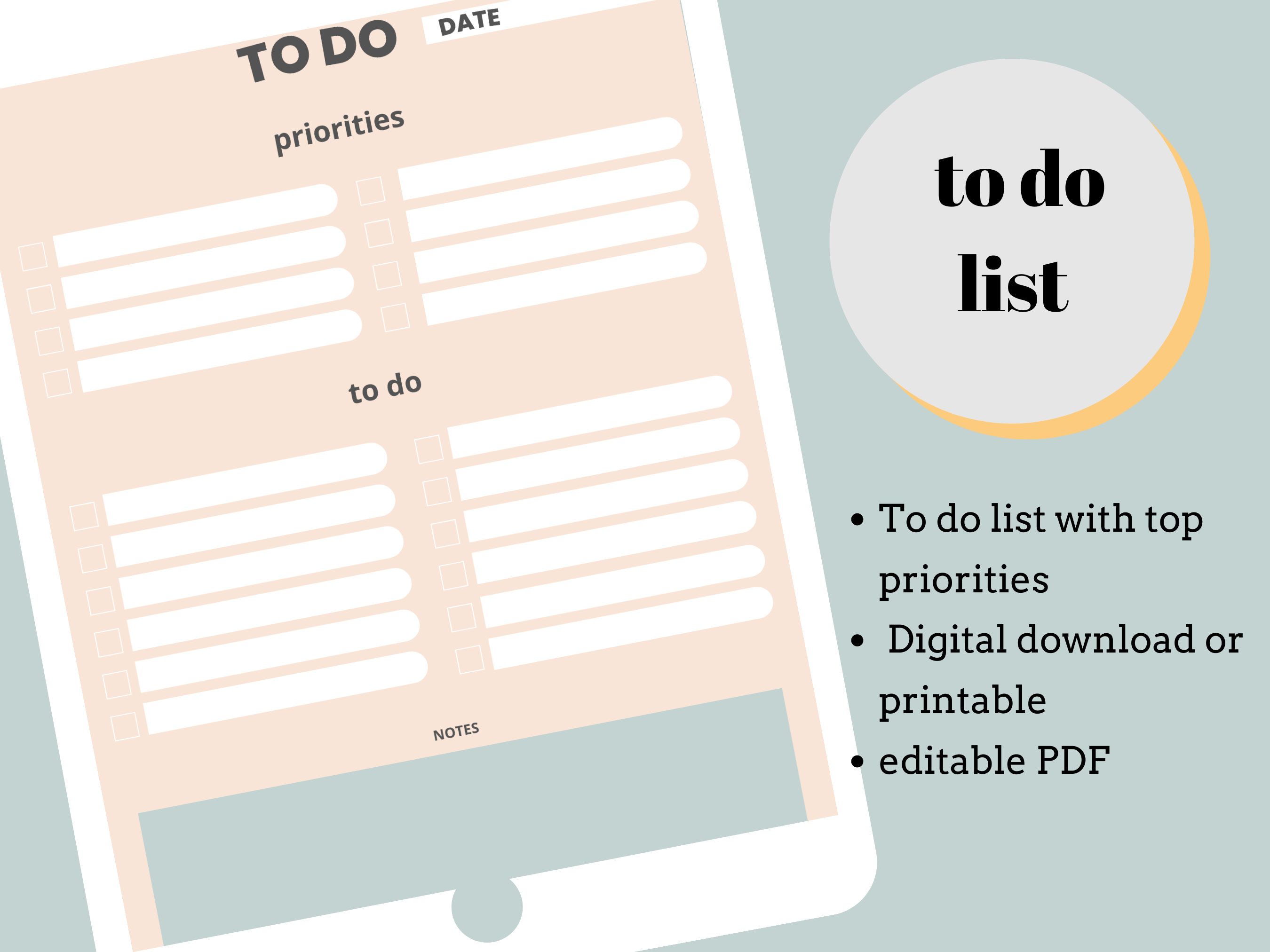 Daily to Do List Productivity Printable or Digital Download Organize ...