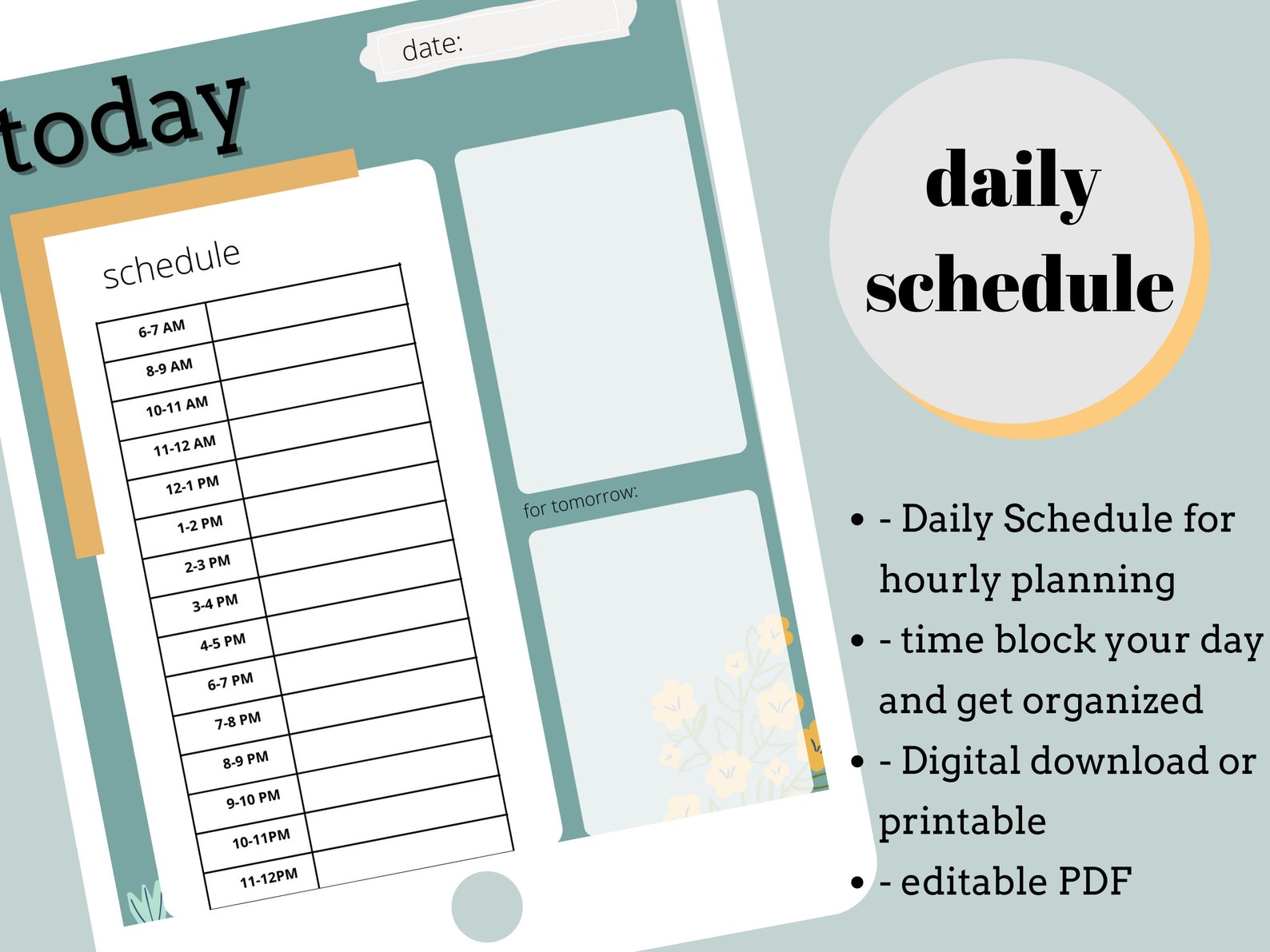 Daily Schedule Printable or Digital Download | Adhd Planner, Todays To ...
