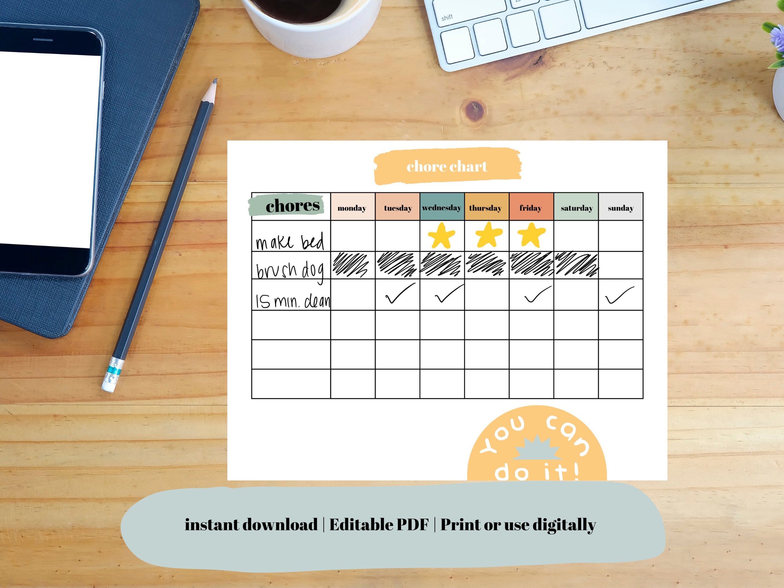 Chore Chart ADHD Planner for Kids or Adults Cleaning Checklist - Etsy