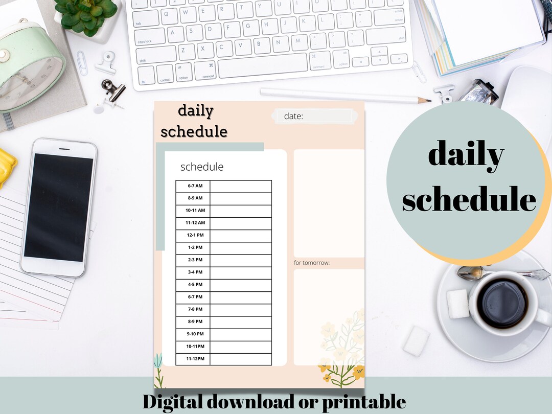 Daily Schedule Printable or Digital Download | Adhd Planner, Todays To ...