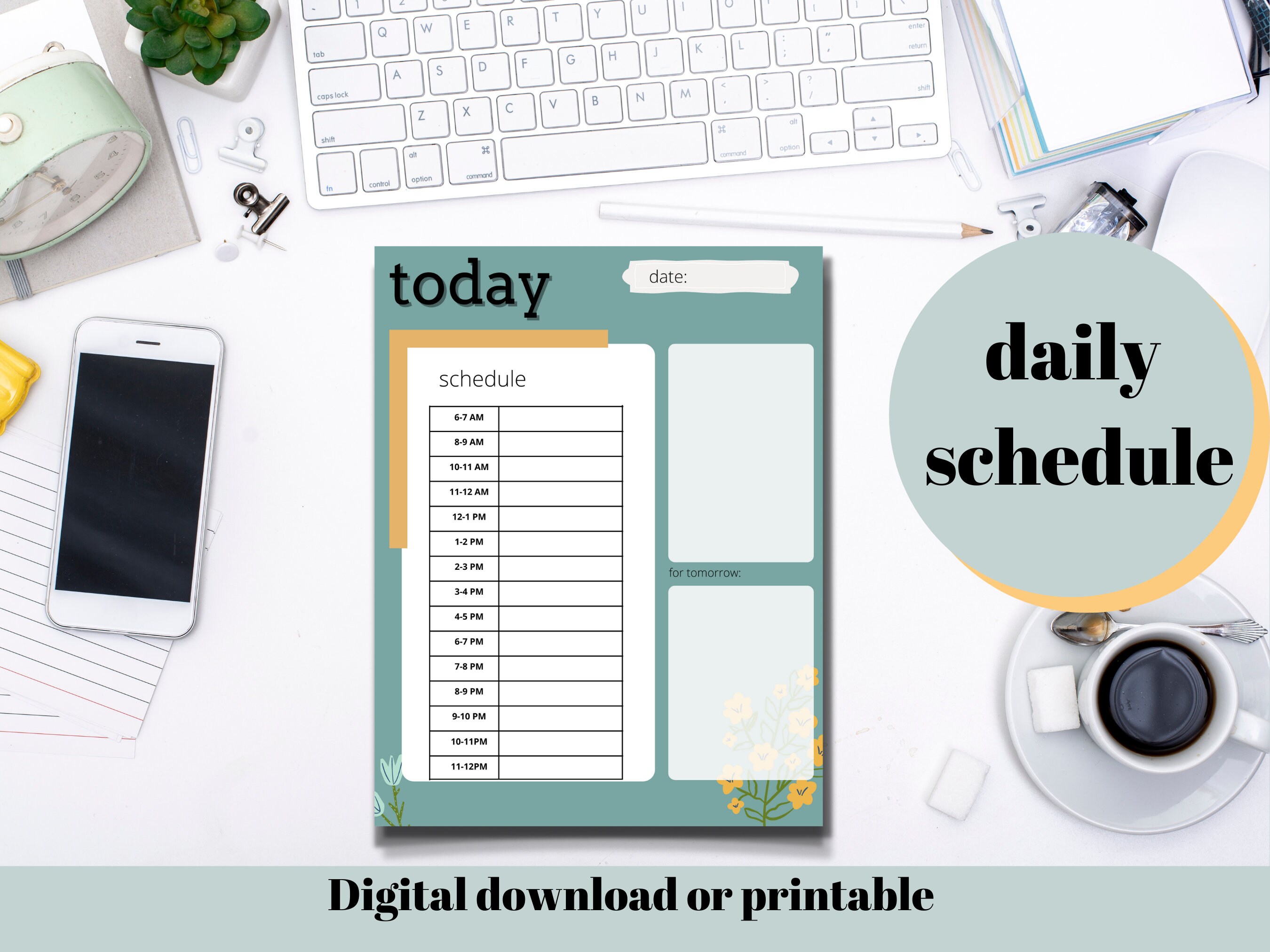 Daily Schedule Printable or Digital Download | Adhd Planner, Todays To ...