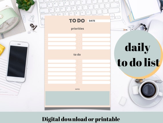 Daily to Do List Productivity Printable or Digital Download | Etsy