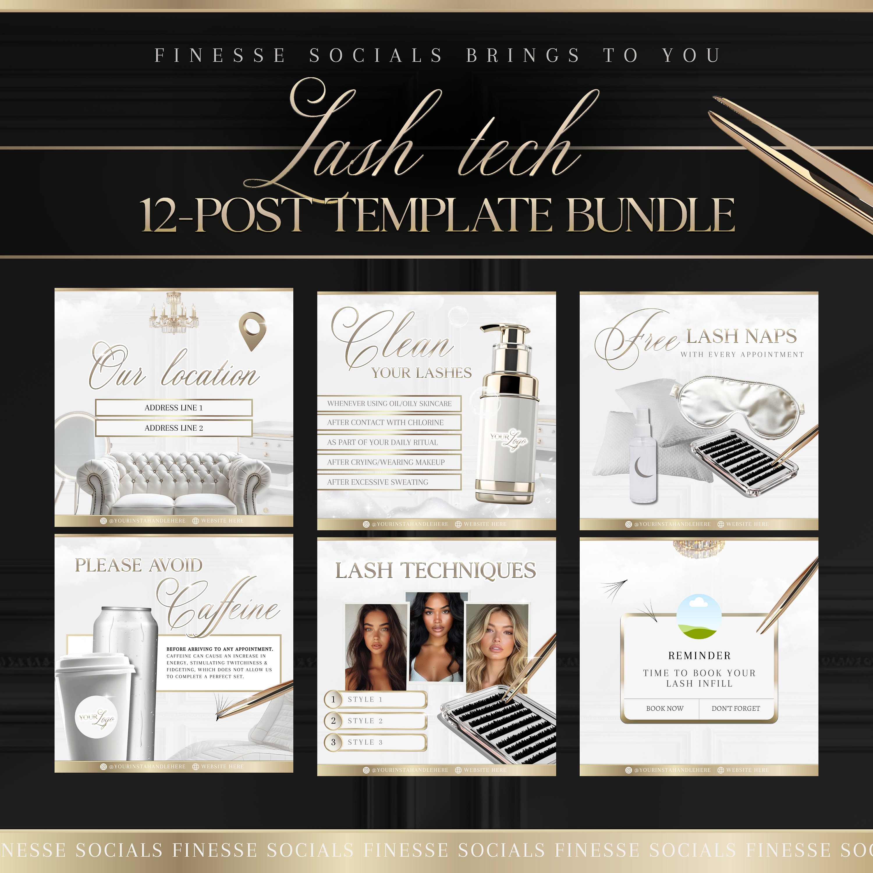 Lash Tech Canva Templates | Editable Flyer Design | Instagram Posts ...