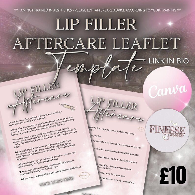 Lip Filler Aftercare Flyer Leaflet for Aesthetics - Etsy