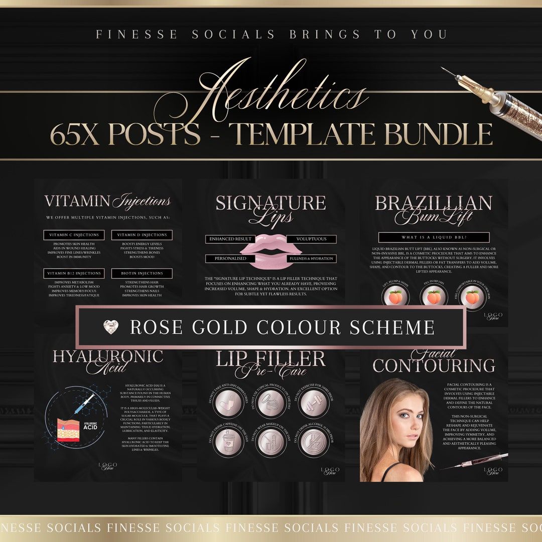 65 ROSE GOLD Luxury Lip Filler Aesthetics Instagram Feed Posts | Fully ...