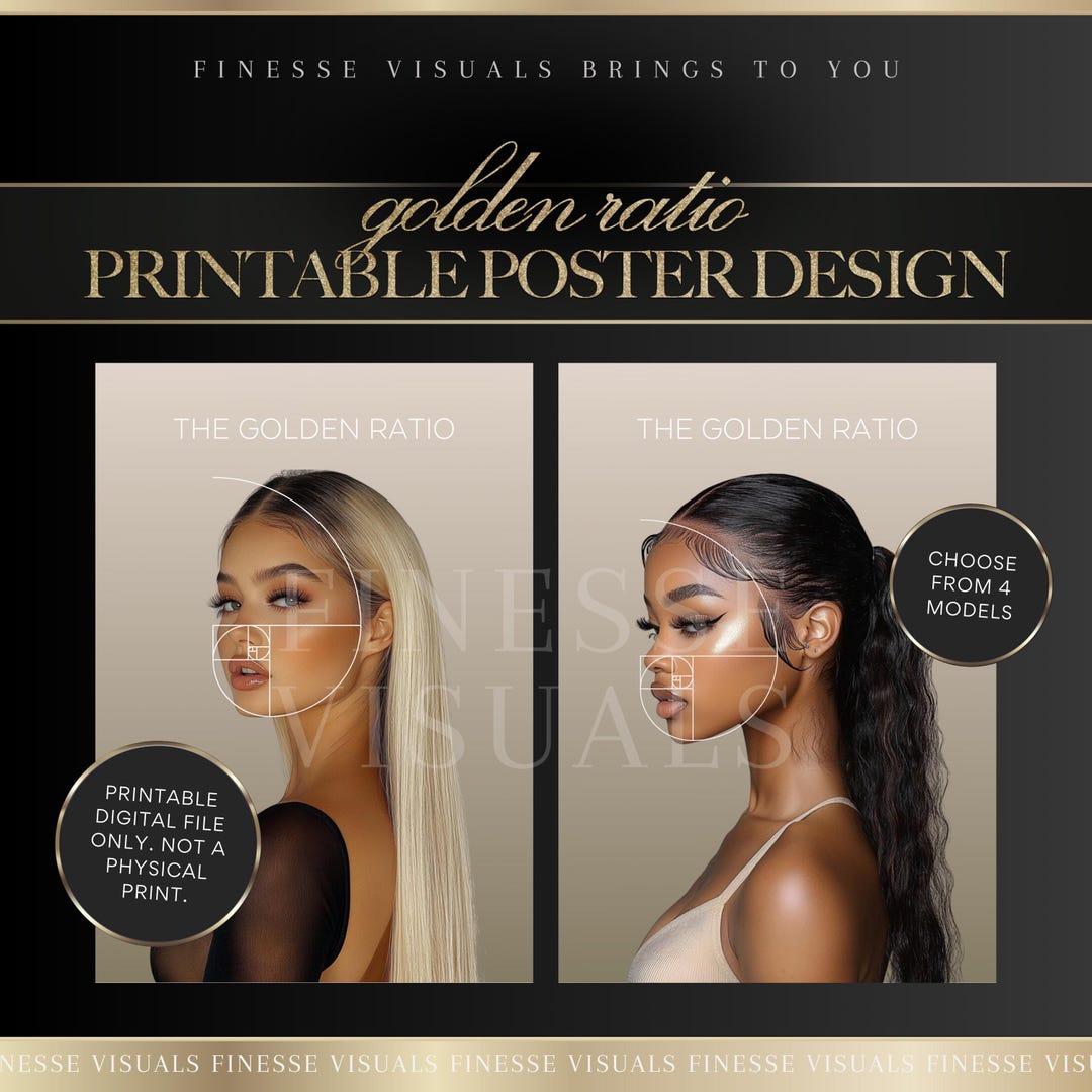 Golden Ratio Printable Poster Design | Phi Ratio | for Aesthetics, Beauty, Skincare Clinics | A3 ...