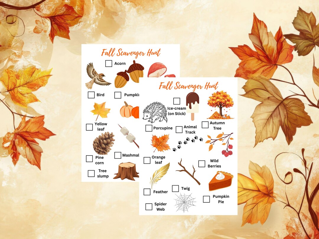 Printable Fall Scavenger Hunt, Autumn Nature Scavenger Hunt, Fall ...