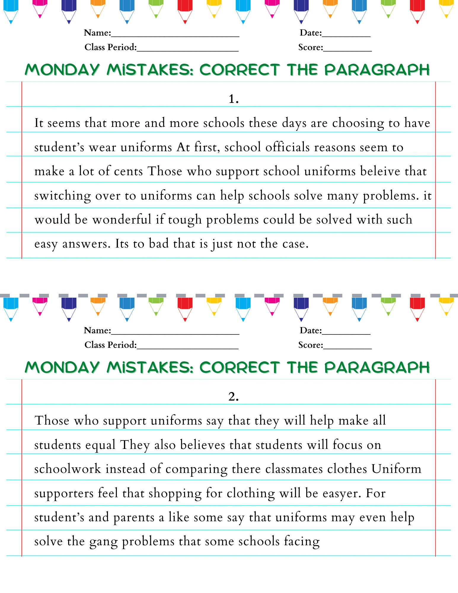 English Language Arts Bellringers for the Entire Year | Perfect for ...