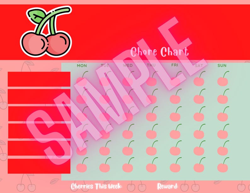 Customizable Cherry-themed Chore Chart – Fun & Interactive Habit ...