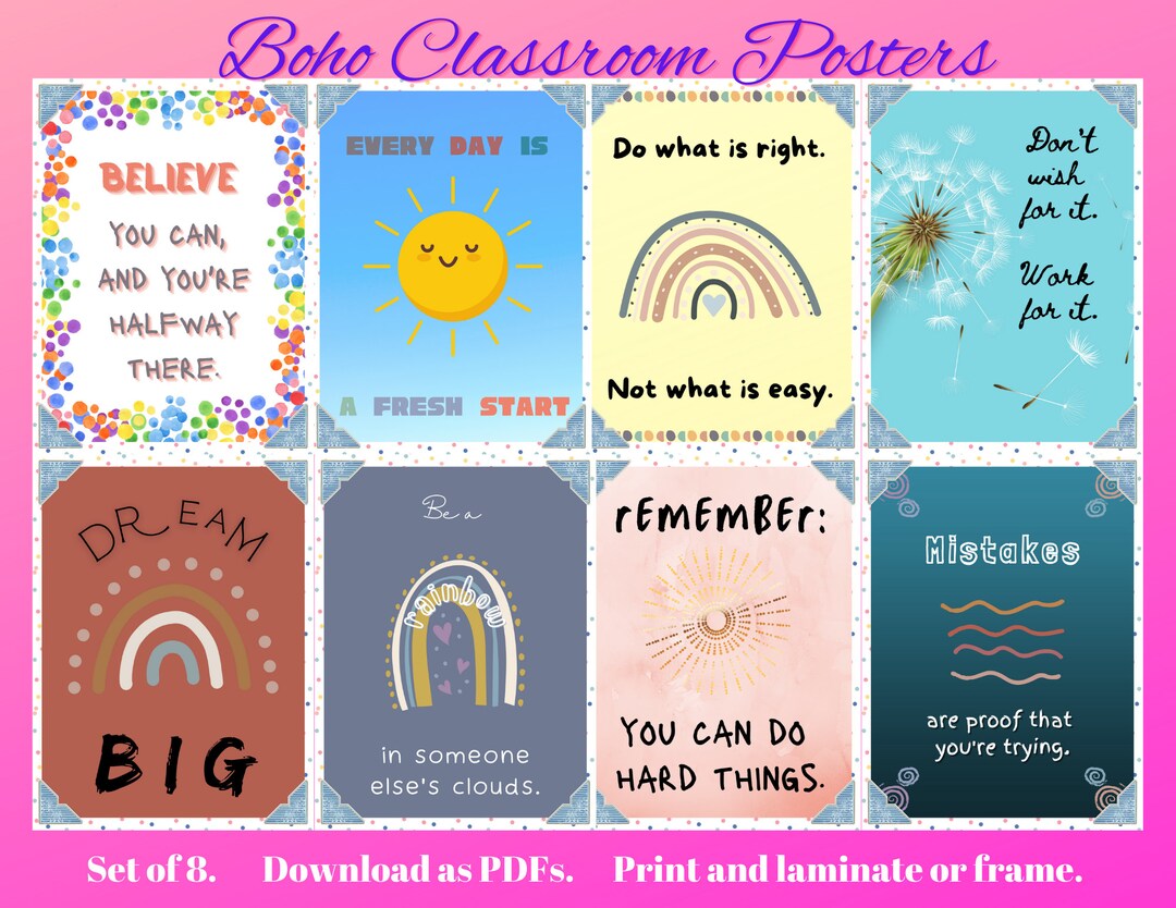 BOHO Classroom Posters for Growth Mindset, Any Teacher's Room ...