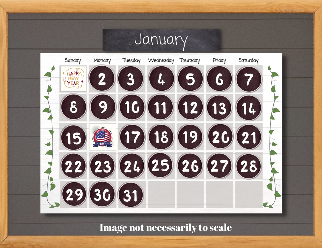 Farmhouse-themed Classroom Calendar | 36in X 24 in | Days and Holidays ...