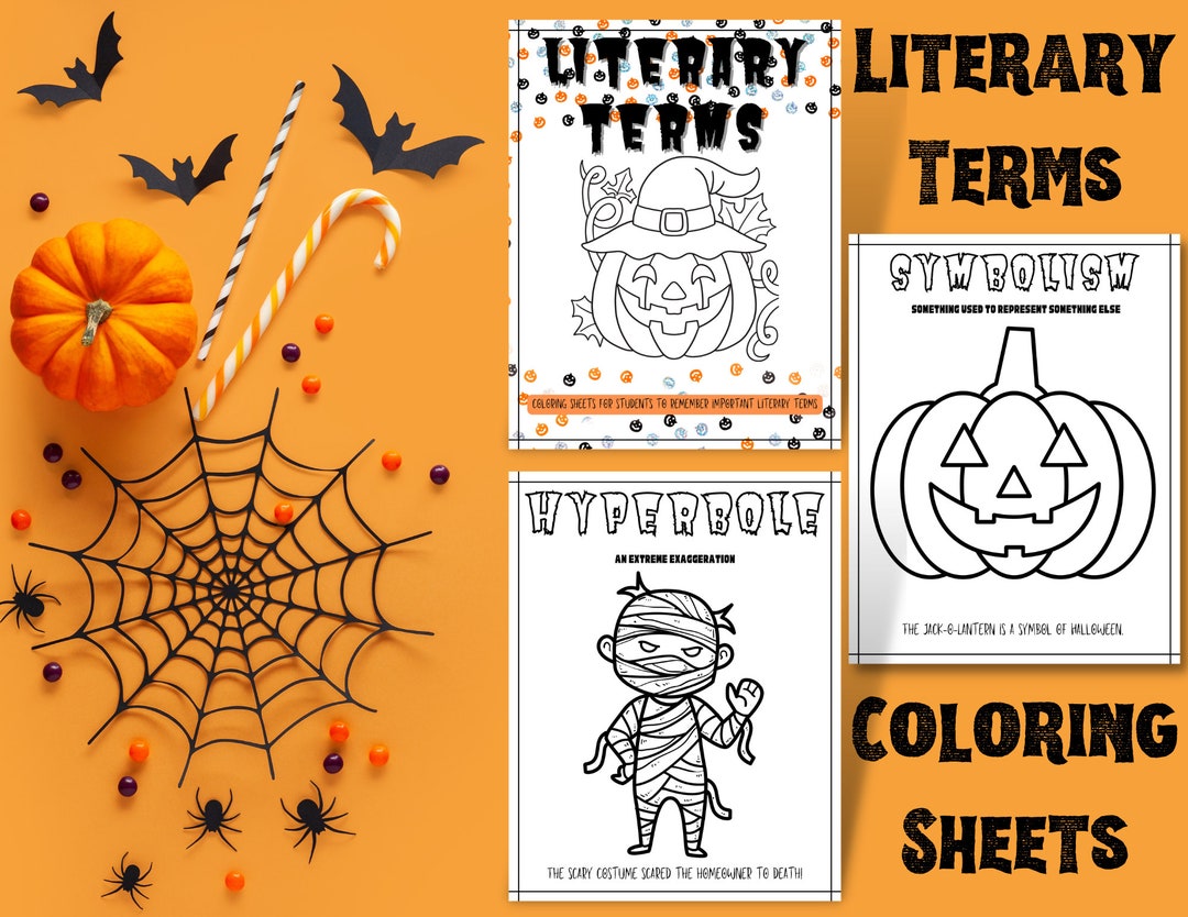 Halloween Literary Terms Coloring Sheets | ELA | English | Activity - Etsy