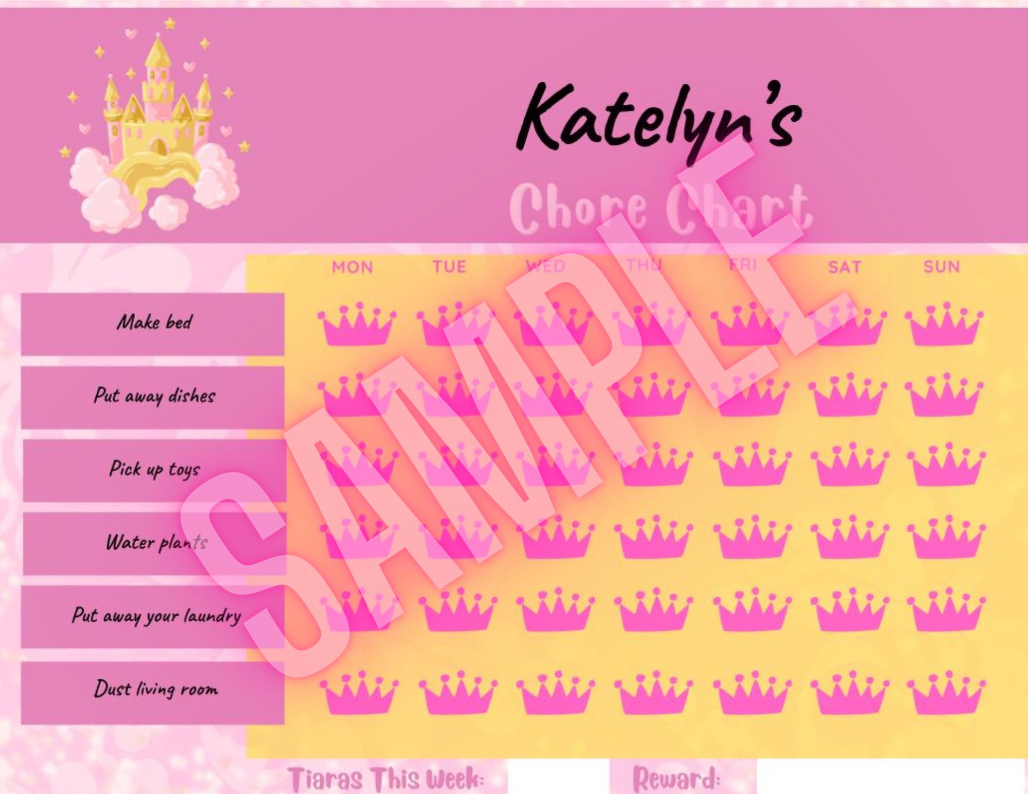 Customizable Princess-themed Chore Chart – Fun & Interactive Habit ...