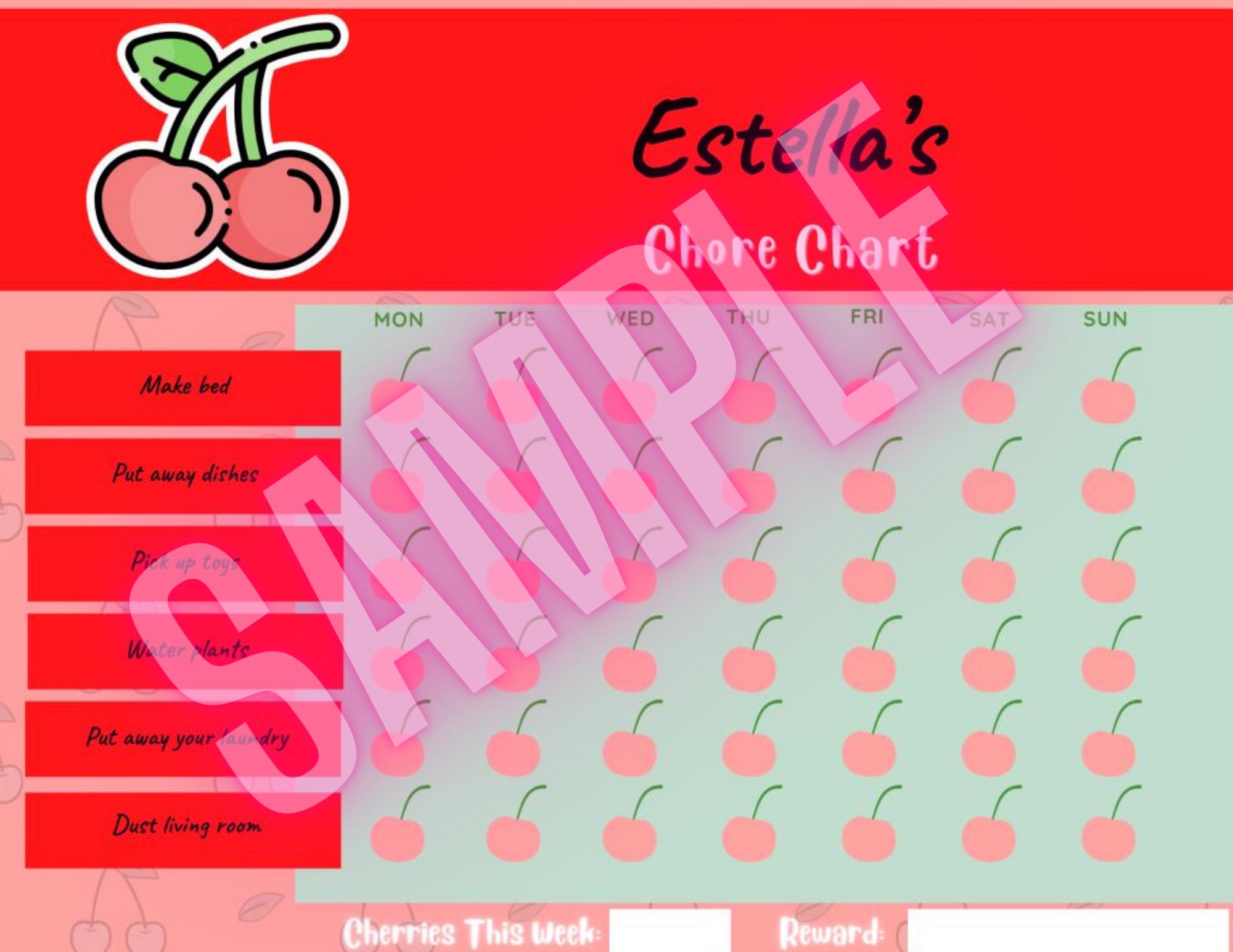 Customizable Cherry-themed Chore Chart – Fun & Interactive Habit ...