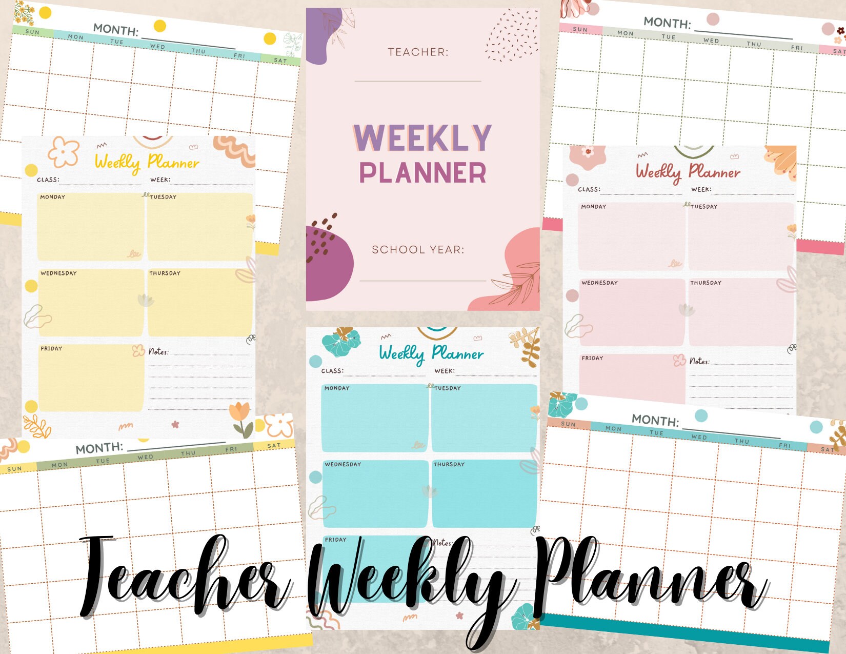 BOHO Style Teacher Weekly Planner - Etsy