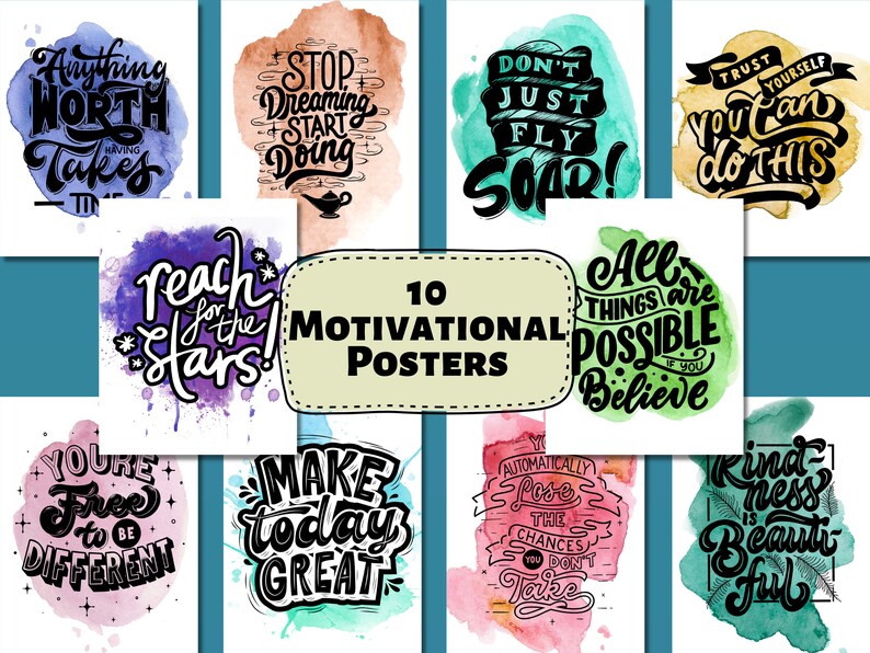 Paint Splatter Classroom Posters | Set of 10 | Size 8.5x11 Inches ...