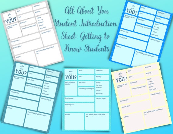 All About Me Student Introduction Sheet Beginning of School - Etsy ...