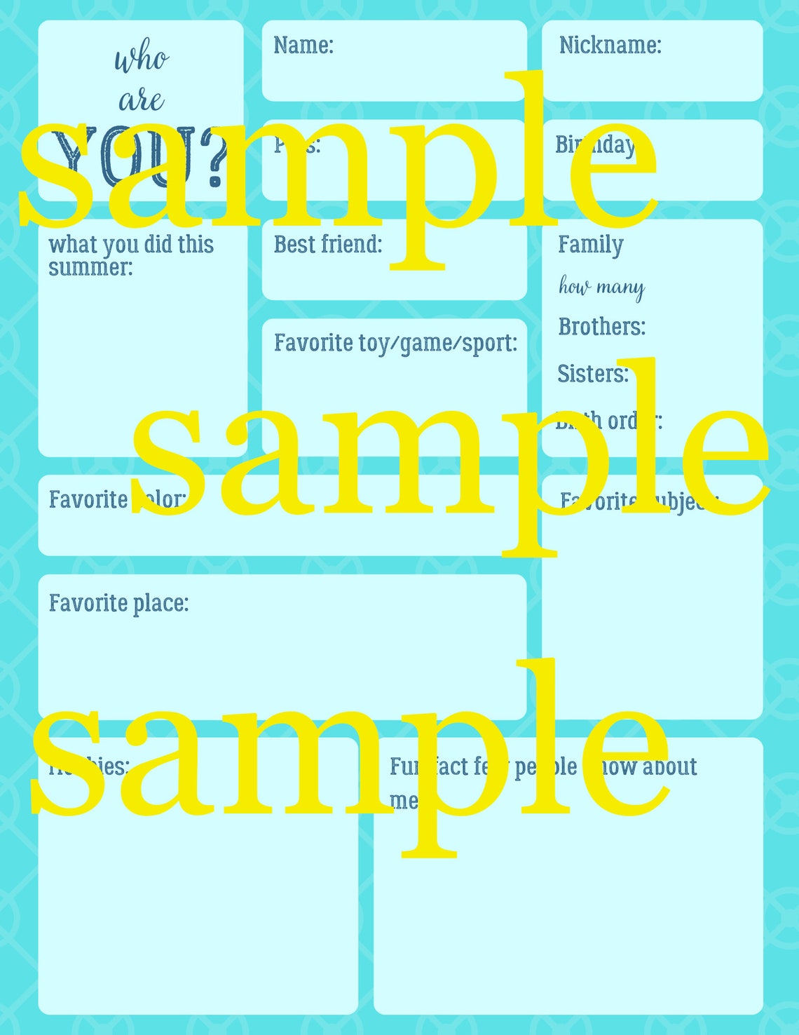 All About Me Student Introduction Sheet | Beginning of School Year ...